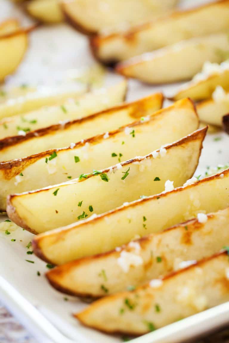 Garlic Potato Wedges - I Am Homesteader