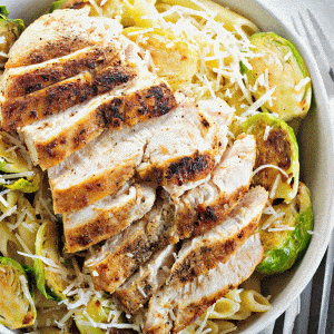 Chicken Pasta with Brussel Sprouts - I Am Homesteader