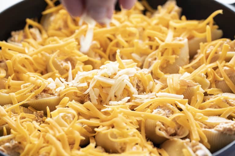 Cheesy Bacon Chicken Stuffed Shells - I Am Homesteader