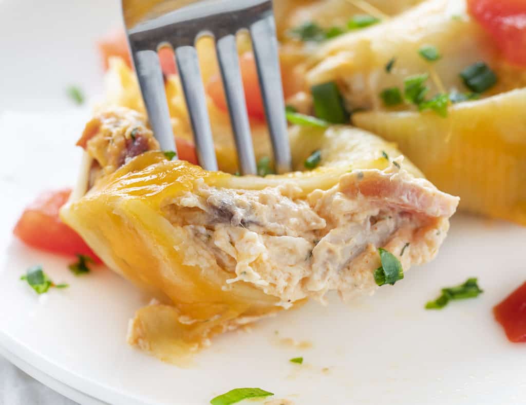Cheesy Bacon Chicken Stuffed Shells - I Am Homesteader