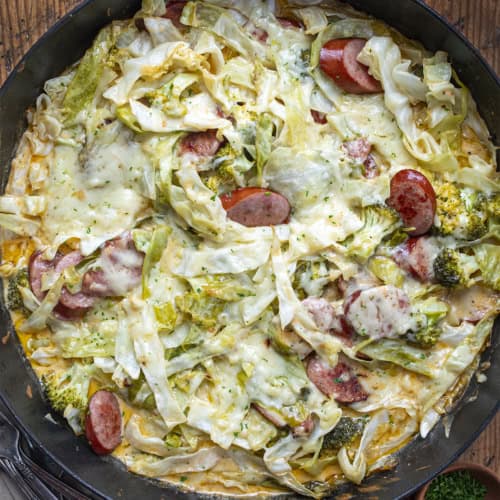 Cheesy Sausage Cabbage and Broccoli Bake - I Am Homesteader
