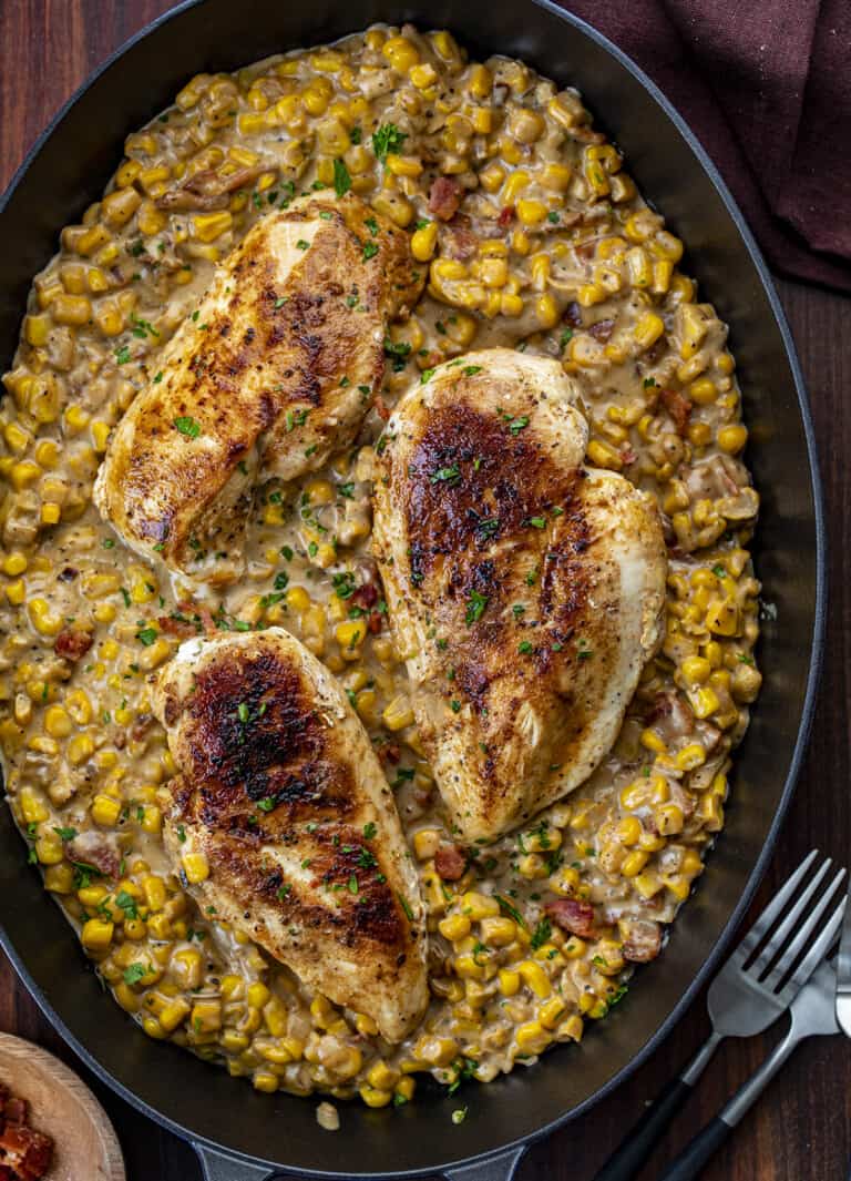 Chicken and Bacon Creamed Corn - I Am Homesteader