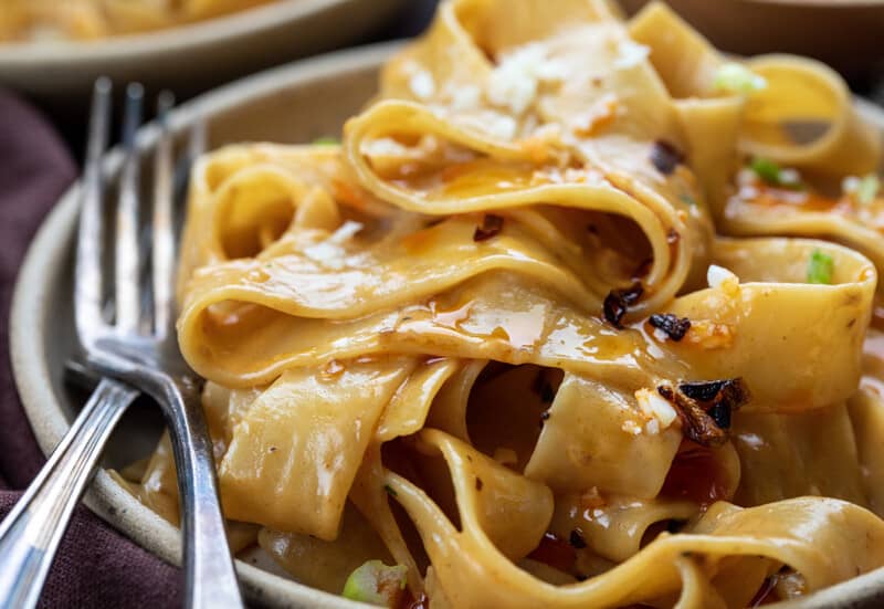 Chili Oil Garlic Butter Pasta - I Am Homesteader