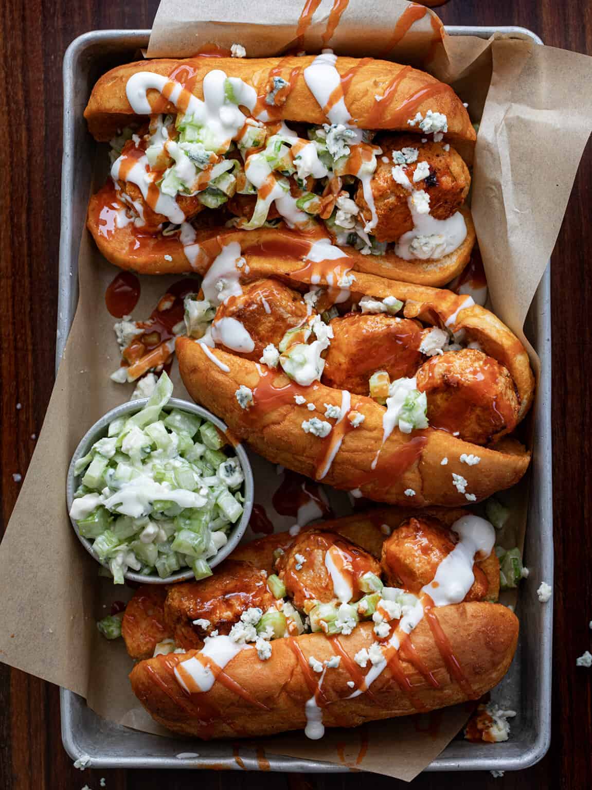 Buffalo Chicken Meatball Sandwich With Celery Slaw - I Am Homesteader