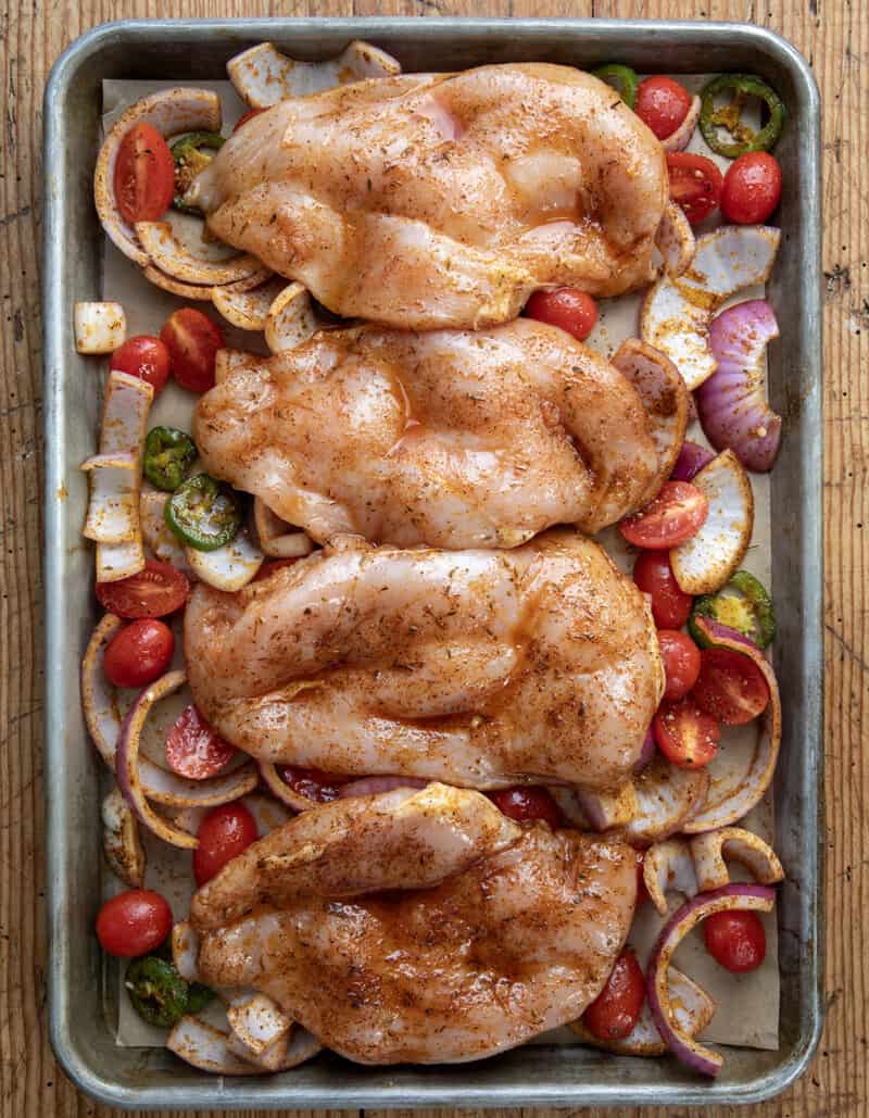Sheet Pan Roasted Salsa Chicken - I Am Homesteader