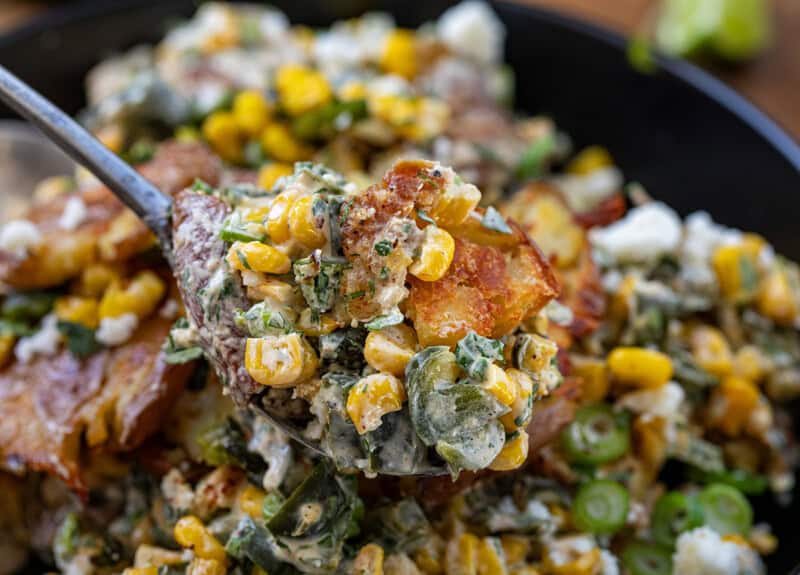 Mexican Street Corn Smashed Potato Salad - I Am Homesteader