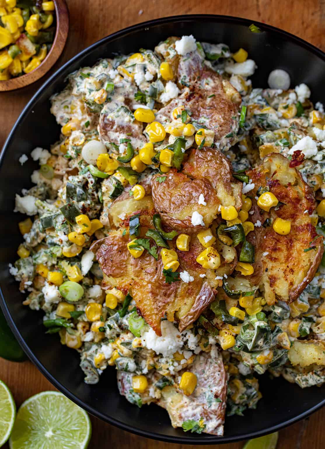 Mexican Street Corn Smashed Potato Salad - I Am Homesteader