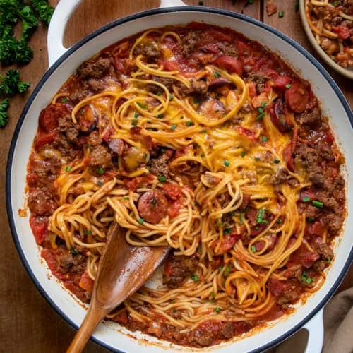 Kielbasa Cowboy Beans - I Am Homesteader