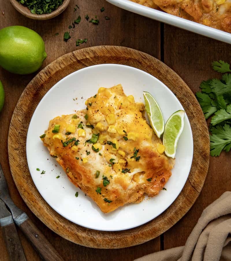 Street Corn Chicken Enchiladas - I Am Homesteader