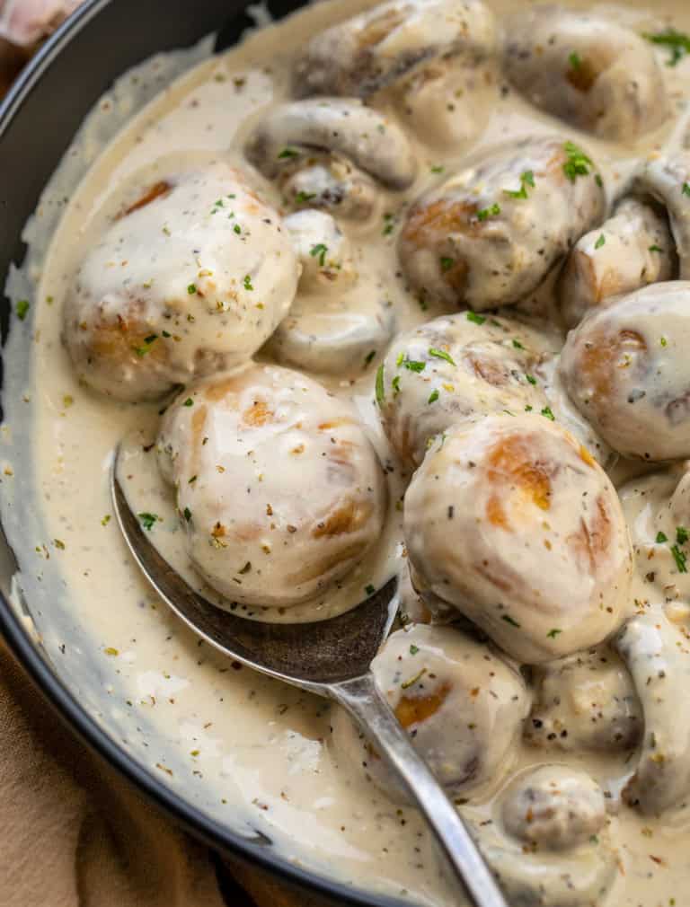 Creamy Garlic Parmesan Mushrooms - I Am Homesteader