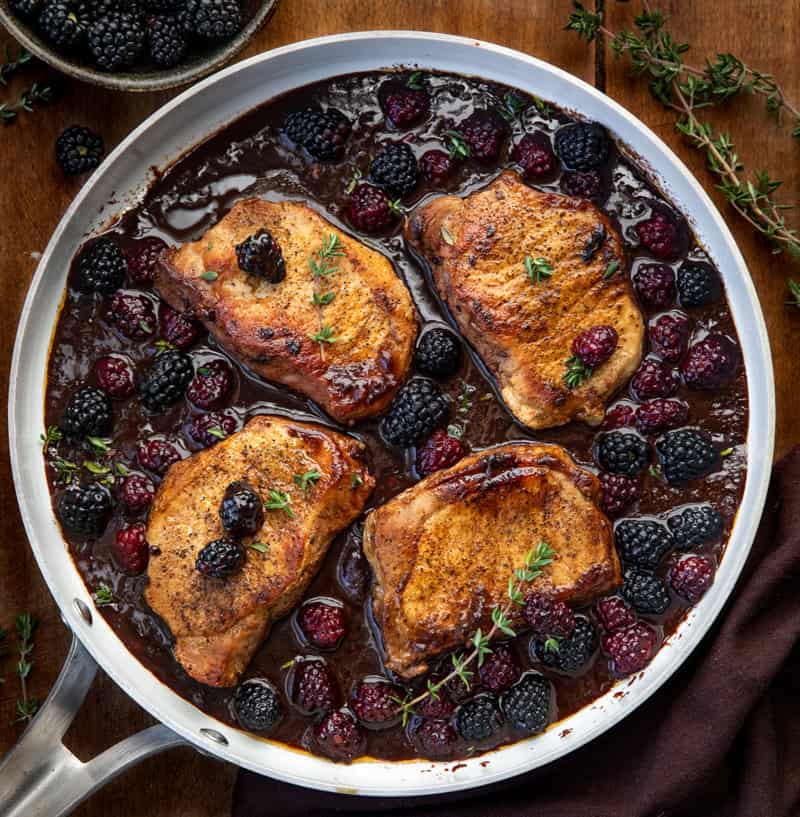 Bourbon Blackberry Pork Chops - I Am Homesteader