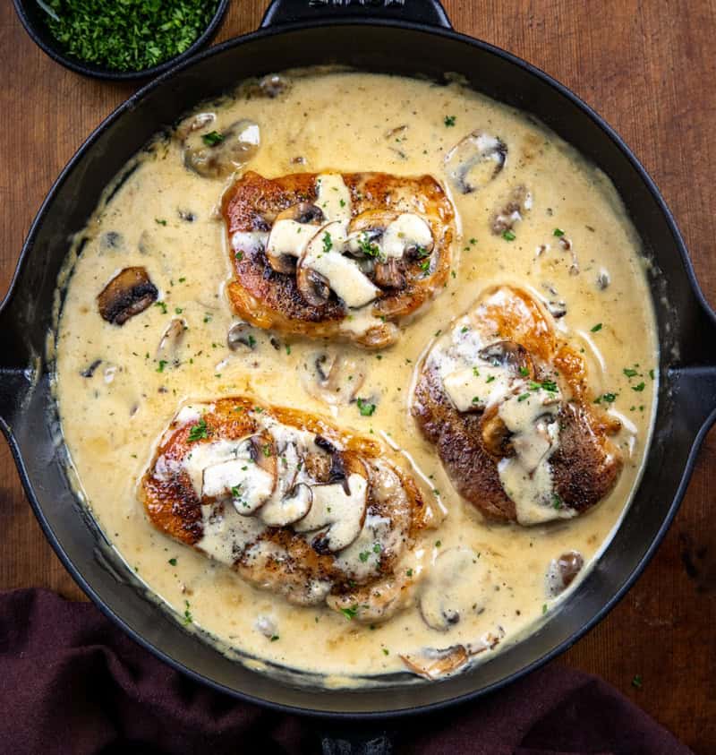 Creamy Ranch and Mushroom Pork Chops - I Am Homesteader