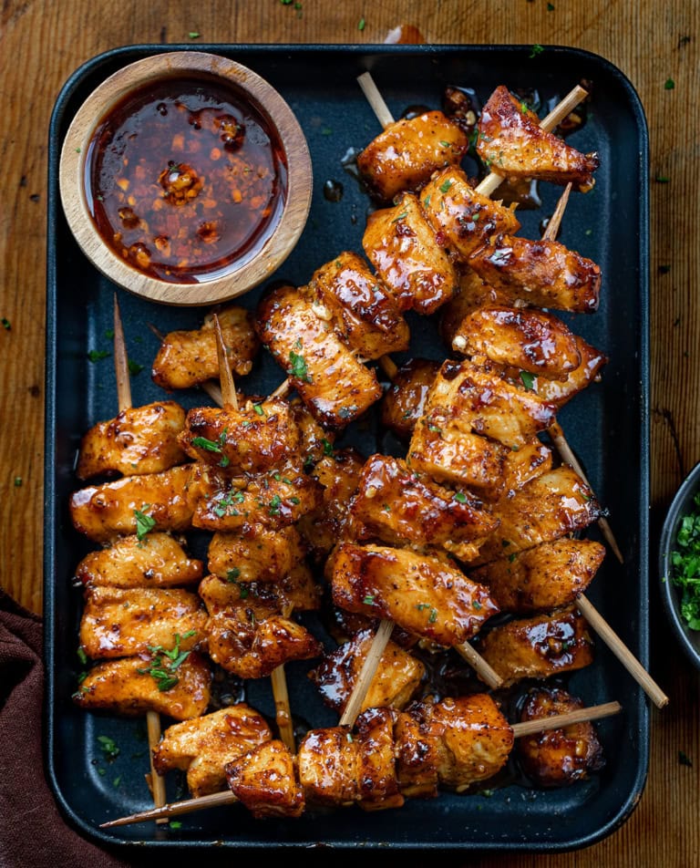 Garlic Chili Chicken Skewers - I Am Homesteader