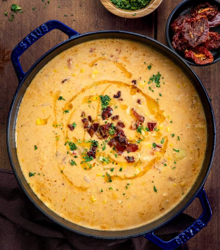 Sun-Dried Tomato Corn Chowder - I Am Homesteader